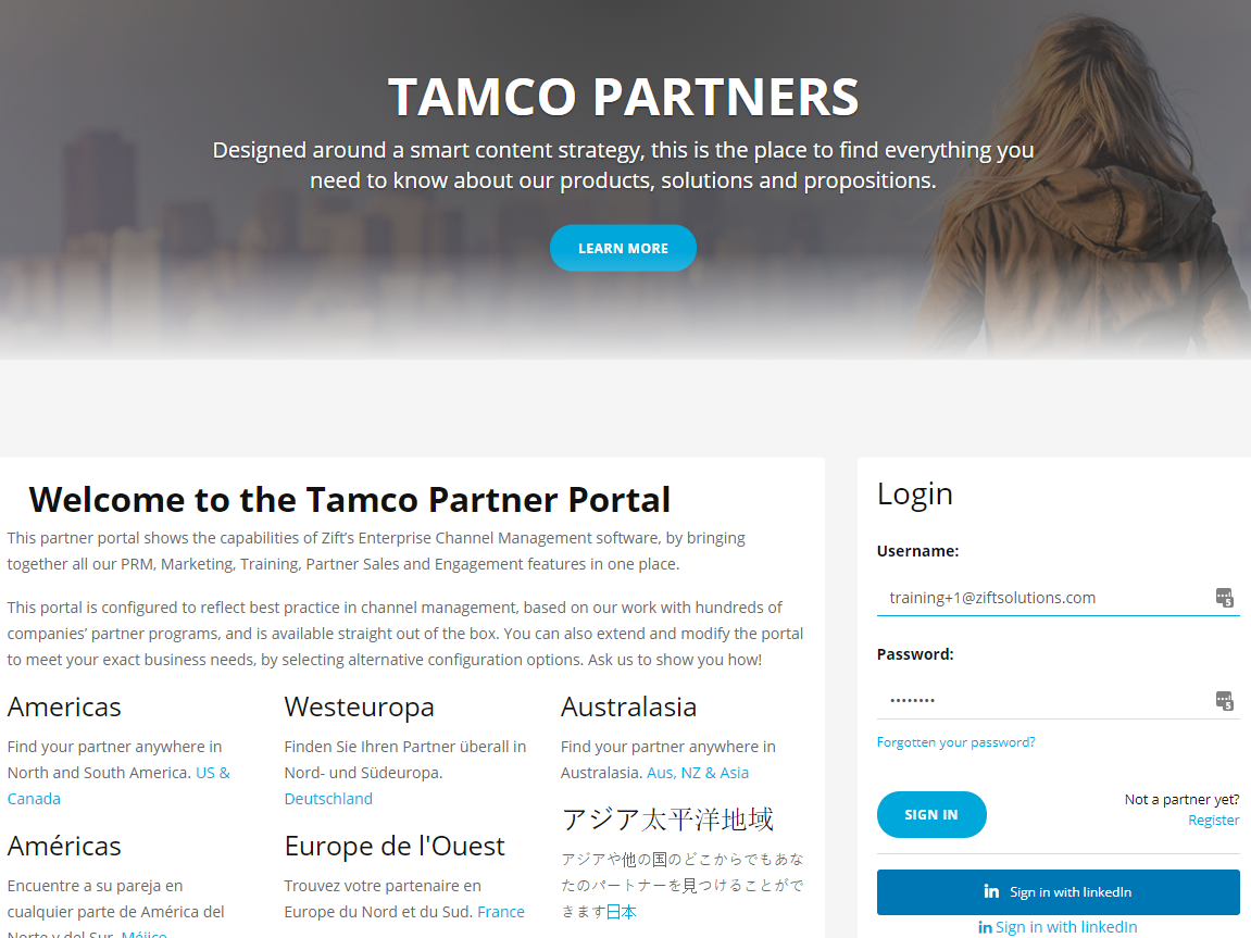 Log in to the Zift PRM Partner Portal – ZiftPRMAdmin